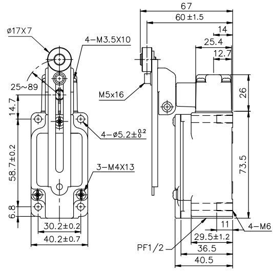 Double Break Tend Pulley Limit Switch TZ5108-2 Wide Selection Of Two ...